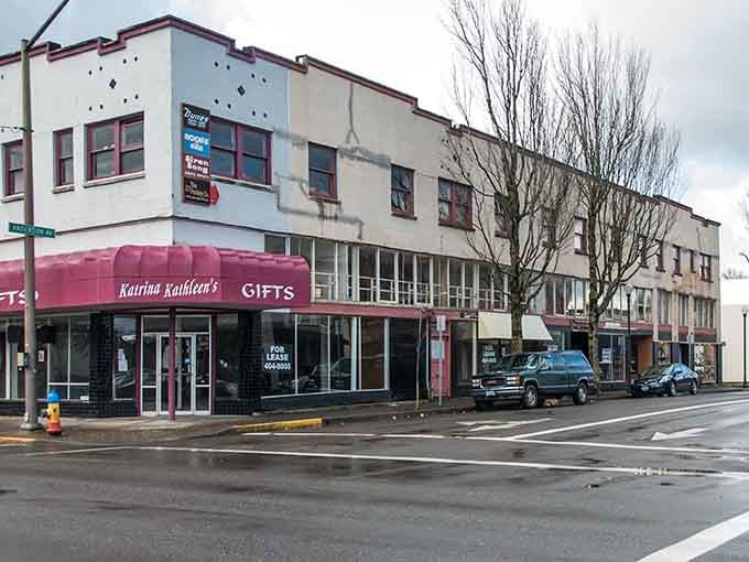 Downtown Coos Bay wears its working-class heritage proudly, where authentic charm beats manufactured cuteness every single time.