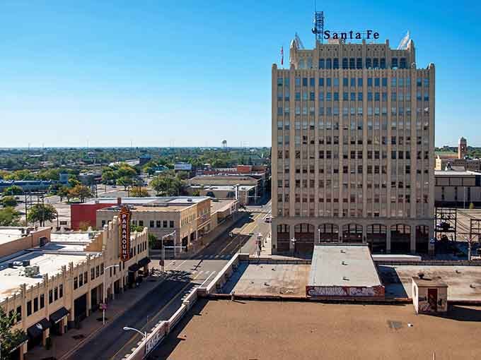 The Santa Fe Building stands tall over downtown Amarillo, a reminder that this city has stories worth telling.