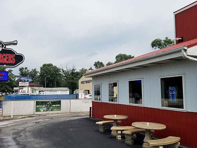 Red, white, and blue never looked so delicious on a building serving hand-formed burger perfection daily.