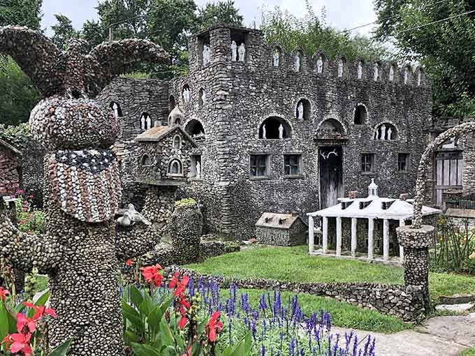 When medieval Europe meets a Springfield backyard, you get this stone castle that looks like it belongs in a fairy tale.
