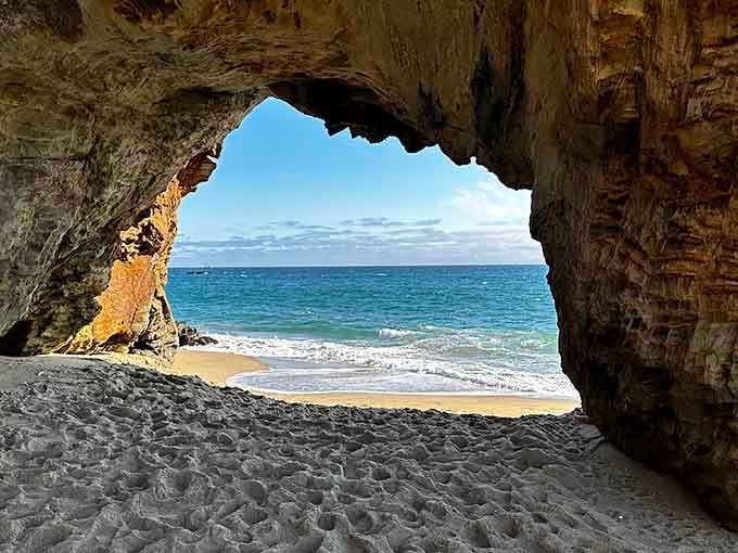 The view through this geological masterpiece frames the Pacific better than any expensive artwork ever could.