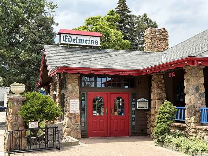 That stone facade and Alpine architecture aren't fooling around, this is Bavaria transplanted to Colorado Springs.