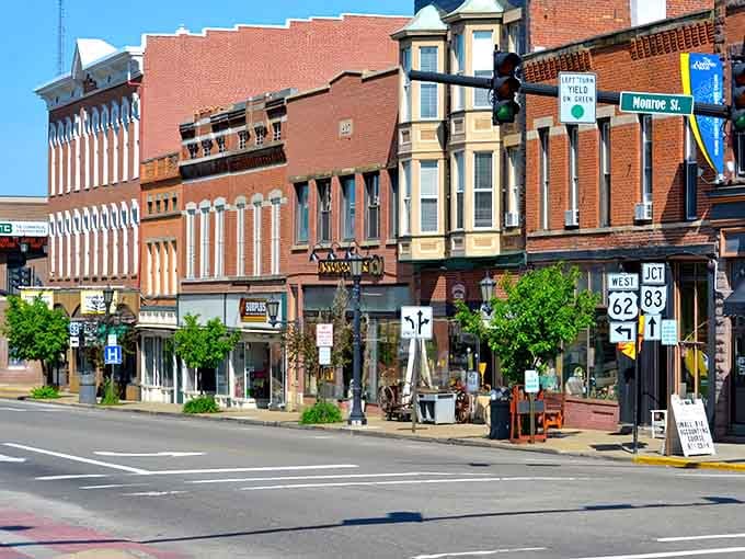 Downtown Millersburg's historic storefronts prove that charm doesn't need a corporate makeover to thrive beautifully.