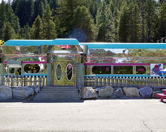 That turquoise and chrome exterior isn't just for show, it's a genuine time portal to America's golden diner era.