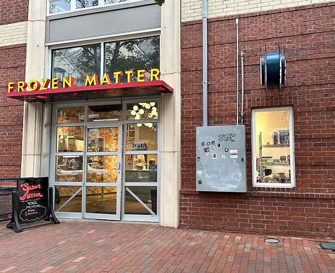 The unassuming entrance to Frozen Matter hides one of Denver's best-kept cosmic secrets just beyond those doors.