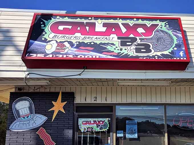 That vintage Galaxy sign and cheerful astronaut chef promise adventures in eating you won't find at corporate chains.