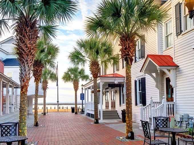 Red brick pathways and swaying palms create the kind of scene that makes you wonder why you ever left.