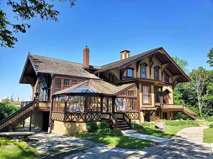 This Swiss chalet rising from an Illinois bluff proves fairytales don't need passports to exist.