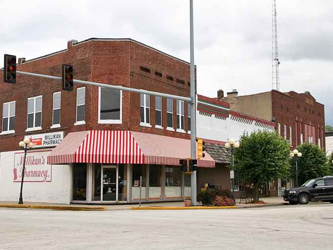 Classic small-town America with a twist: those brick buildings hide some seriously oversized surprises around every corner.