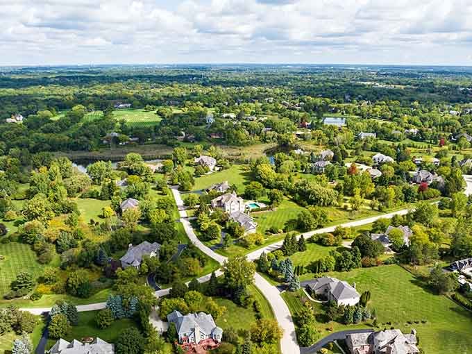 From above, this village looks like someone scattered emerald jewels across the Illinois countryside and called it home.
