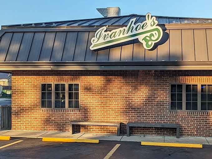 The brick facade and cheerful signage promise what awaits inside: over 100 reasons to loosen your belt.