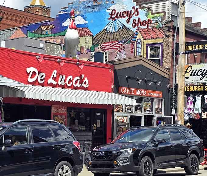 That bright red exterior beckons like a lighthouse for the breakfast-deprived, promising salvation one pancake at a time.