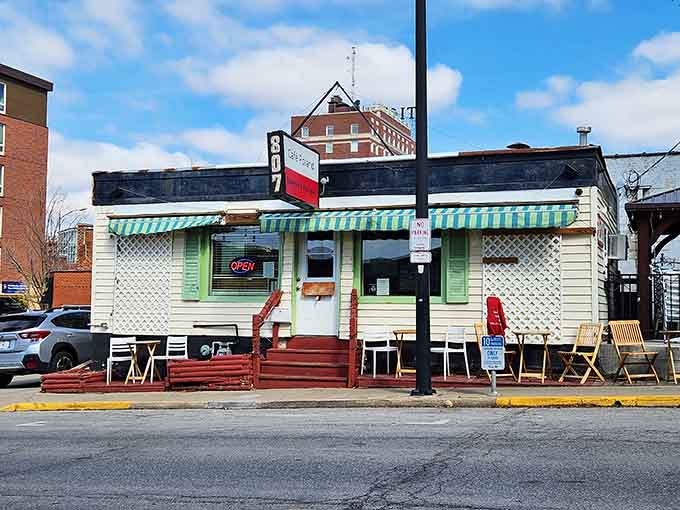 Nestled on the street corner, this quaint Polish cafe is ready to serve you its delicious pierogis.