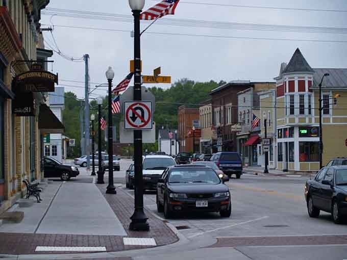 Historic downtown streets where every storefront whispers tales of Wisconsin's industrial glory days.