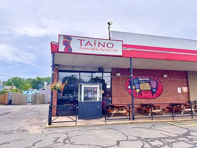 This unassuming brick building houses some of the finest barbecue in all of New England, no joke.