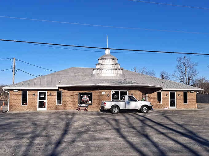That dome isn't compensating for anything, it's celebrating decades of barbecue supremacy with architectural flair.
