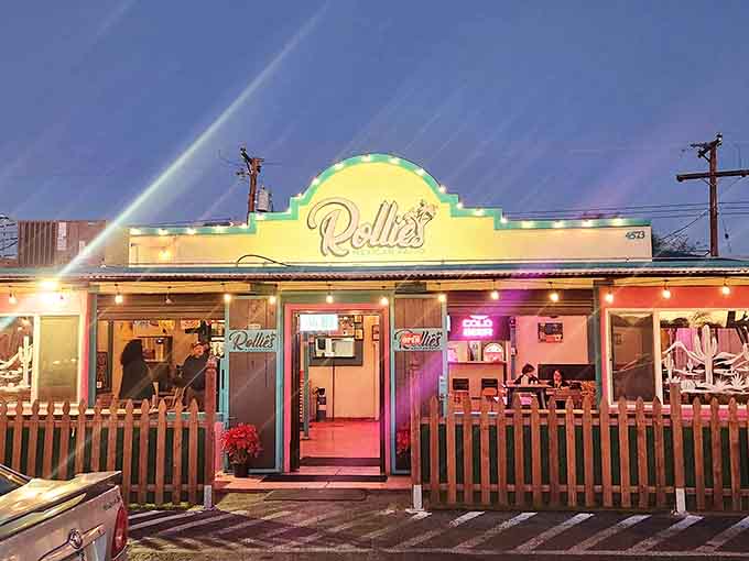 That yellow and turquoise facade glowing at dusk isn't a mirage, it's your new happy place calling.