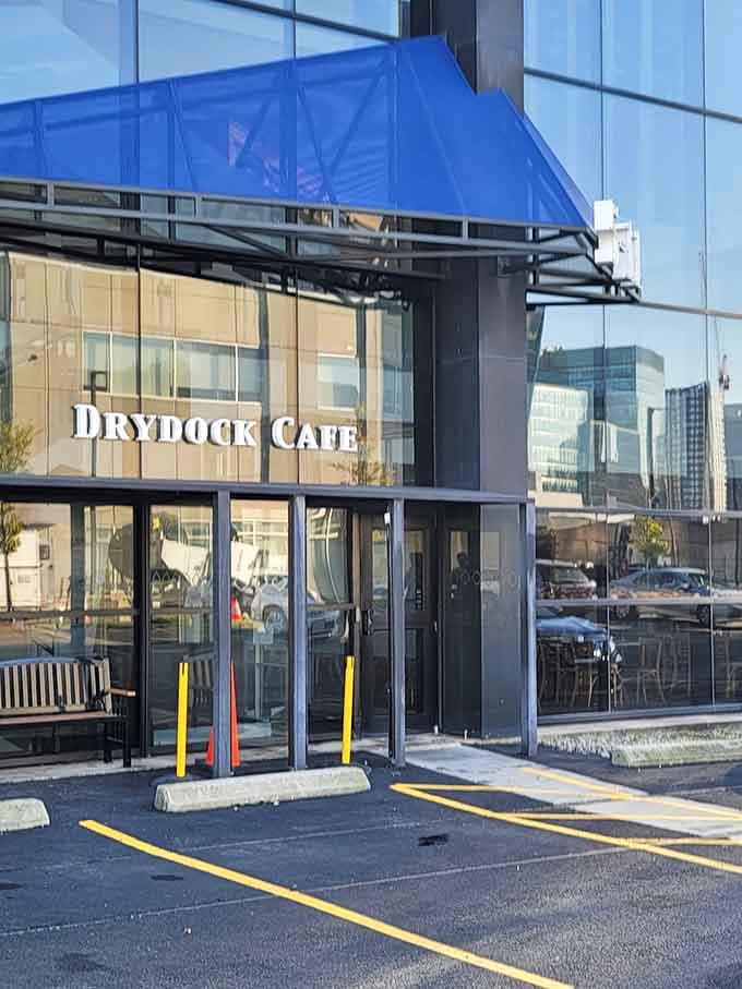 The bright blue canopy stands out like a beacon guiding hungry souls to exceptional seafood in Boston's Seaport.