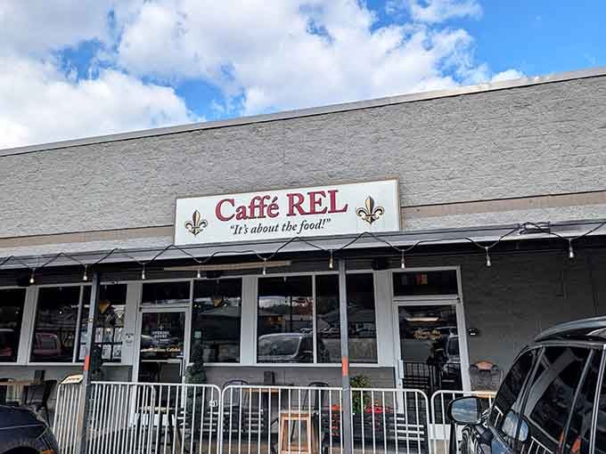 That "It's about the food!" promise on the sign isn't just marketing &ndash; it's a legally binding contract with your taste buds.