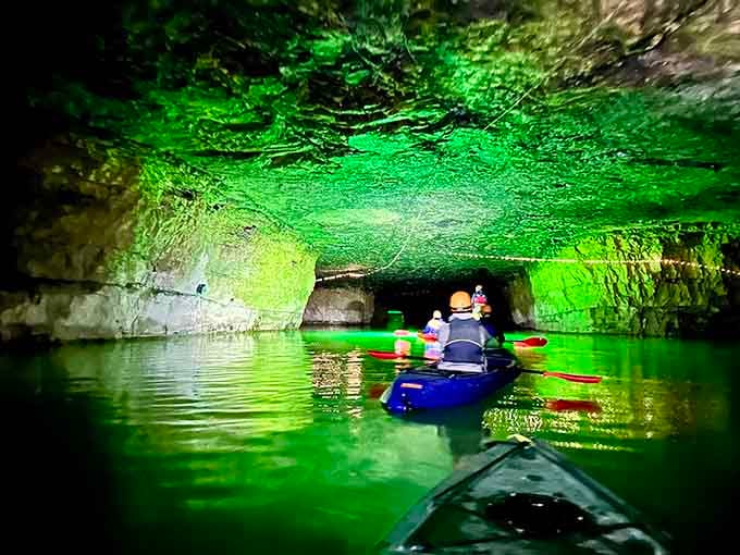 That moment when you realize you're paddling through liquid turquoise inside a cave and questioning reality itself.