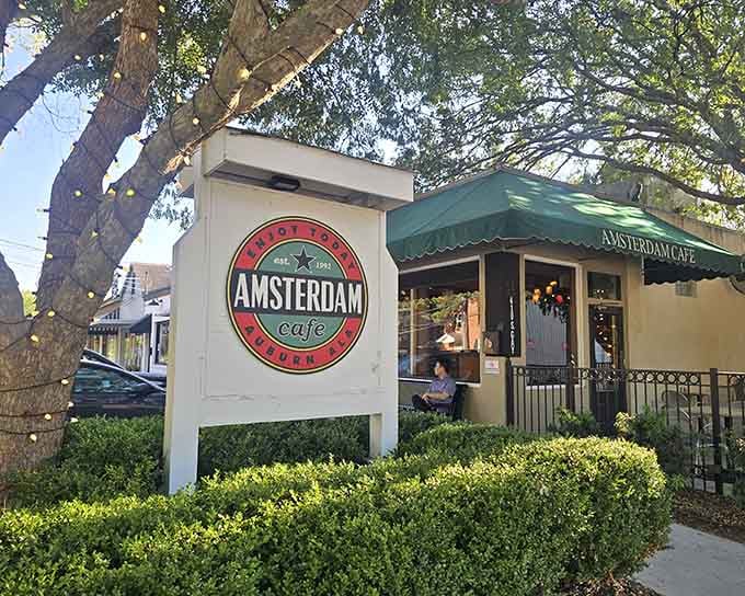 Tucked among the oaks on Gay Street, Amsterdam Cafe looks like it was plucked from a European postcard and planted in Alabama.