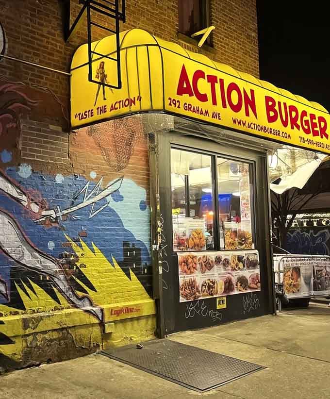 That bright yellow awning isn't just signage, it's a beacon calling all burger lovers and nostalgic gamers home.