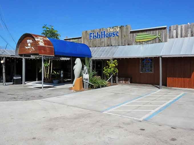 That manatee statue out front isn't just decoration, it's a promise of the waterfront magic waiting inside.