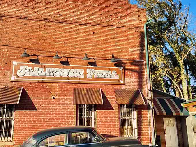 The vintage brick exterior looks like it stepped straight out of an old Western, minus the tumbleweeds and shootouts.