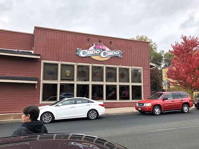 That cheerful train logo beckons you inside like a childhood memory come to life in small-town Minnesota.