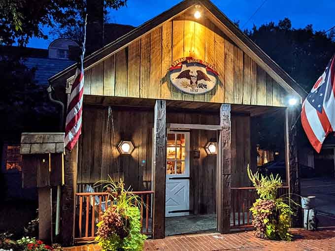 Evening light transforms this historic facade into something magical, like stumbling upon a secret from another era.