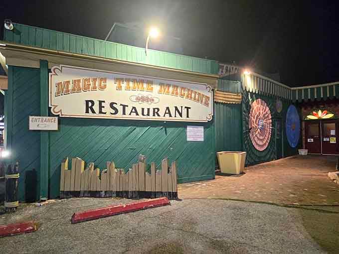 That turquoise facade practically glows at night, a beacon for anyone seeking dinner with a side of spectacle.
