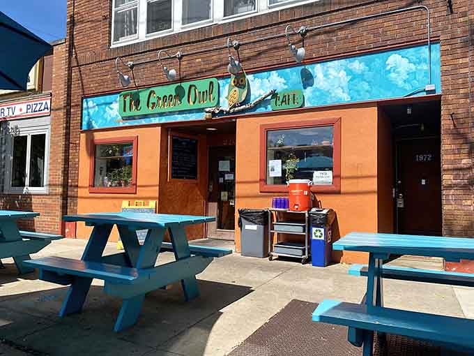 That orange exterior isn't just asking for attention&mdash;it's demanding it, and rightfully so for Madison's plant-based paradise.