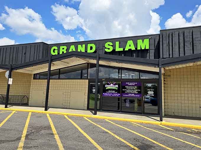 That bright green sign beckons like a beacon of joy in suburban Minnesota's landscape of possibility.