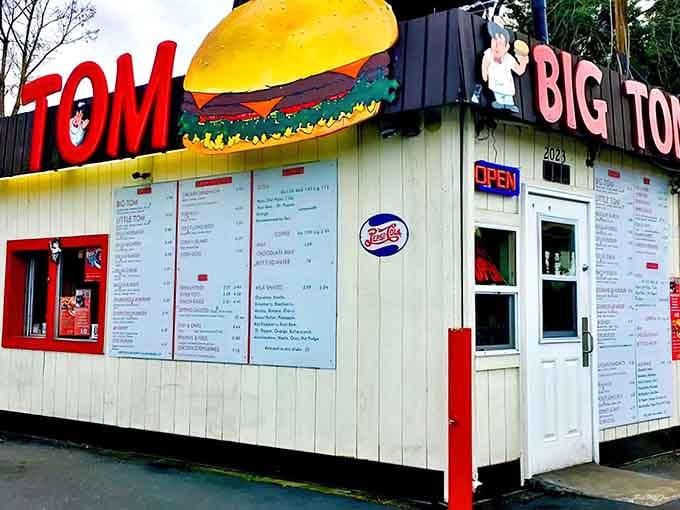 That giant burger sculpture on the roof isn't just decoration, it's a legally binding promise of what's coming.