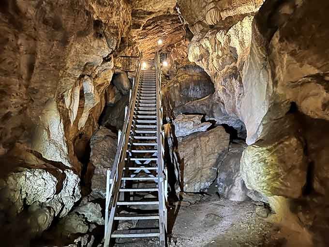 Those metal stairs leading into the earth aren't intimidating at all, said no one ever with weak knees.