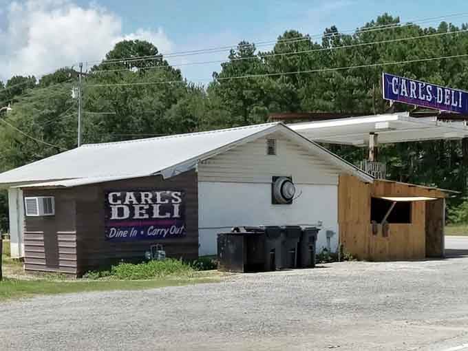 That humble roadside exterior hides some of the best breakfast in Alabama, proving you can't judge a deli by its cover.