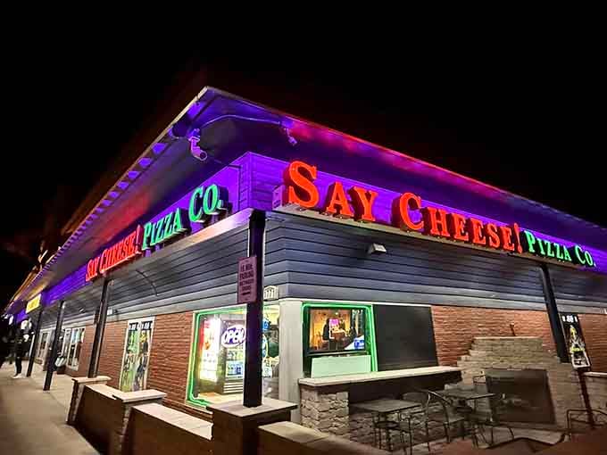 When the building glows like this at night, you half expect the Bat-Signal to appear overhead any moment.