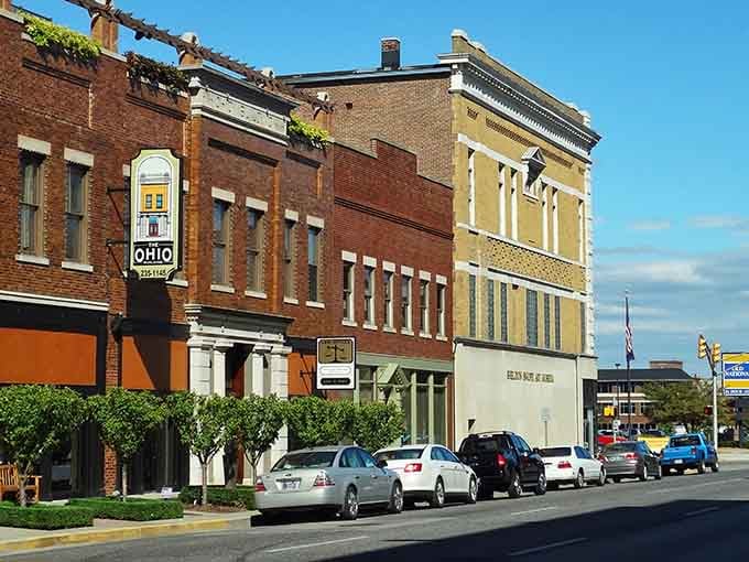 Brick facades and vintage signage remind you when American cities built things meant to last generations.
