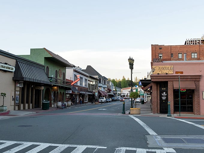 Downtown Placerville at dusk proves small-town charm doesn't need neon lights or traffic jams to make you feel right at home.