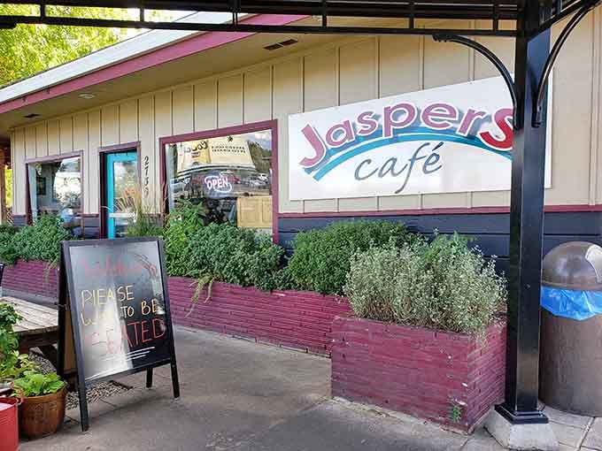 That cheerful storefront promises burgers with attitude, and trust me, they deliver on every delicious word.