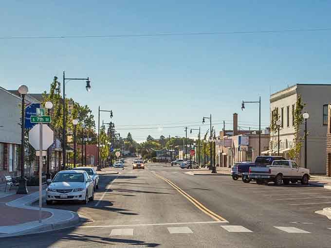 Wide streets and actual parking spaces prove this isn't Seattle's evil twin plotting your financial demise.