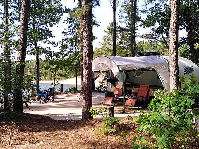 Lakeside camping that makes you forget you're still technically in New Jersey and not some fancy resort up north.
