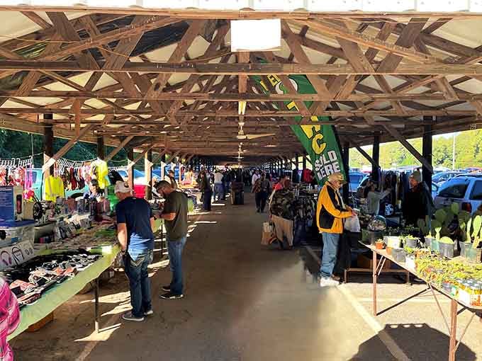 The main pavilion stretches like a treasure-filled airport terminal, minus the security lines and overpriced everything else.
