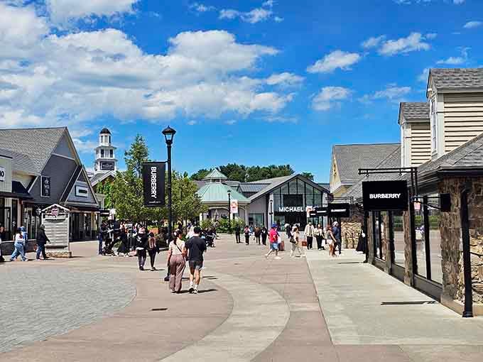Wide pathways and designer storefronts create a shopping experience that's actually pleasant, imagine that.
