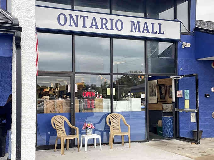 Those welcoming chairs outside know you'll need a rest after hours of browsing vintage gold inside.
