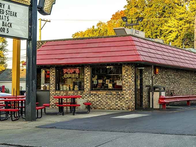 That red roof isn't just for show; it's a beacon guiding hungry souls to Italian beef paradise.