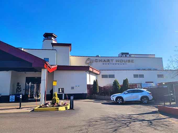 That skyline view isn't Photoshopped, it's just your dinner backdrop looking impossibly good from the parking lot.