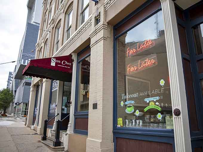 That burgundy awning beckons like a secret handshake, inviting you into a world of Spanish flavors and good times.