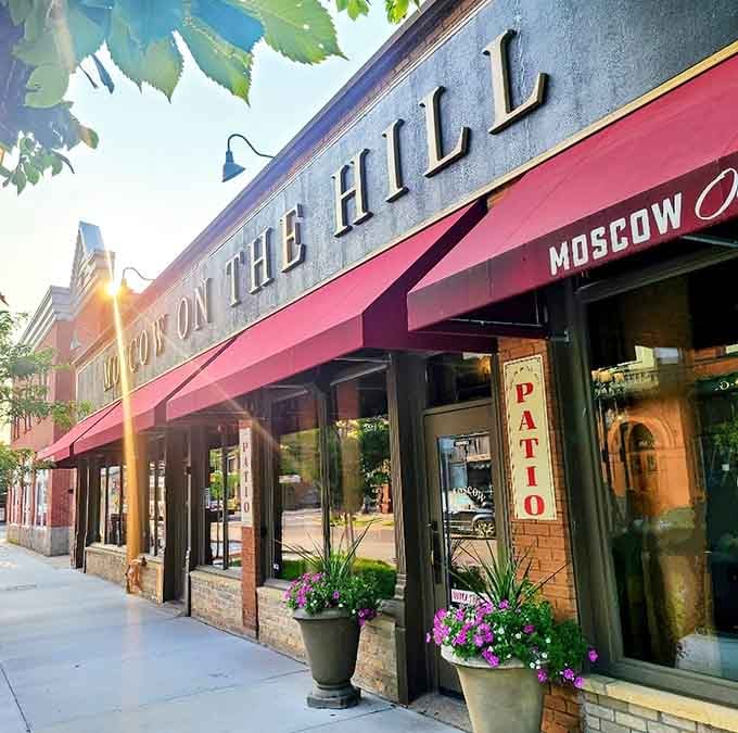 That red awning beckons like a portal to St. Petersburg, minus the 14-hour flight and jet lag.