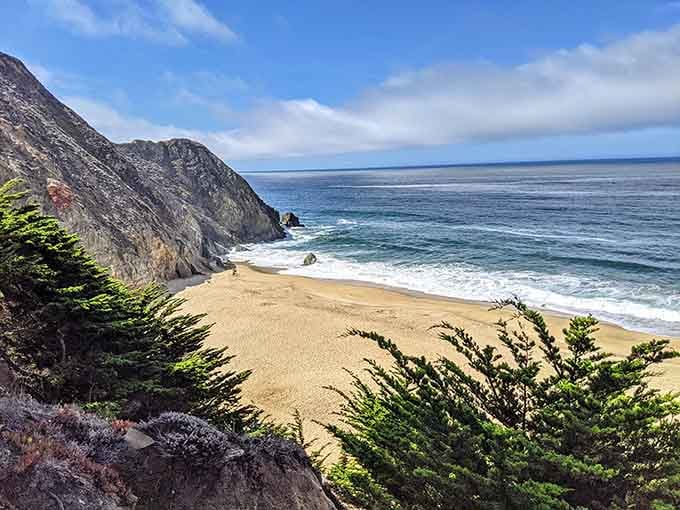 Coastal perfection wrapped in dramatic cliffs and cypress trees, like Big Sur's quieter, more modest cousin.